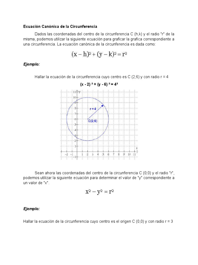 Ecuación Canónica de la Circunferencia | PDF | Objetos geométricos ...