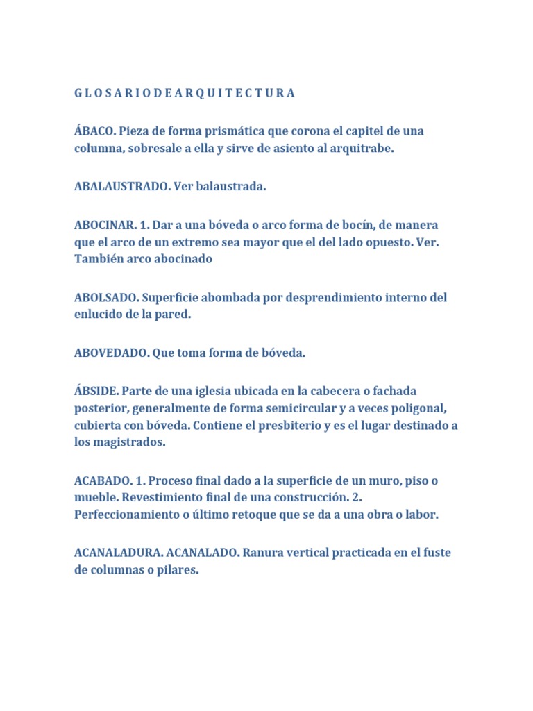 Glosario de Arquitectura | PDF | Bóveda (Arquitectura) | Hazme