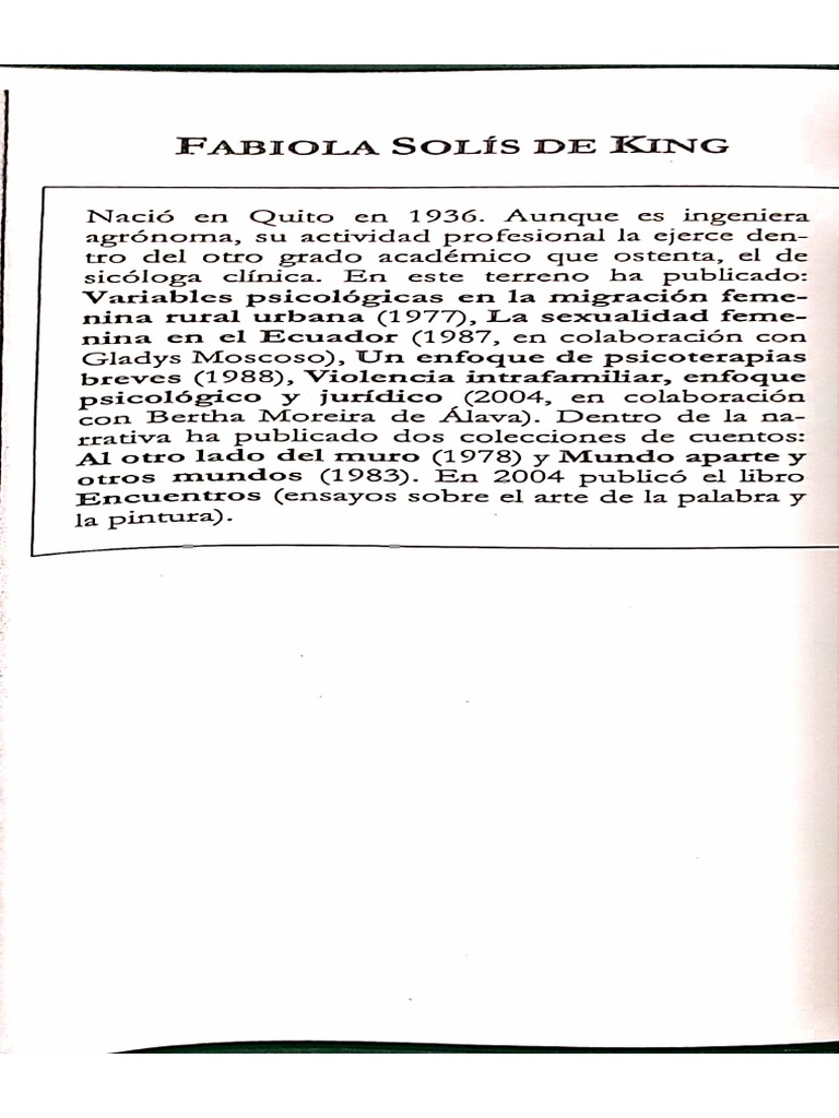 Cuentos de Fabiola Solis de King | PDF