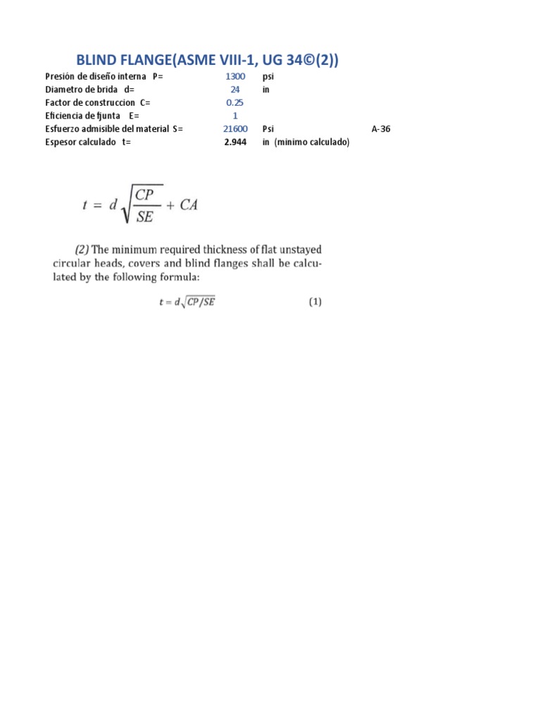 Asme Viii-A Ug 34 Flange-Thk | PDF