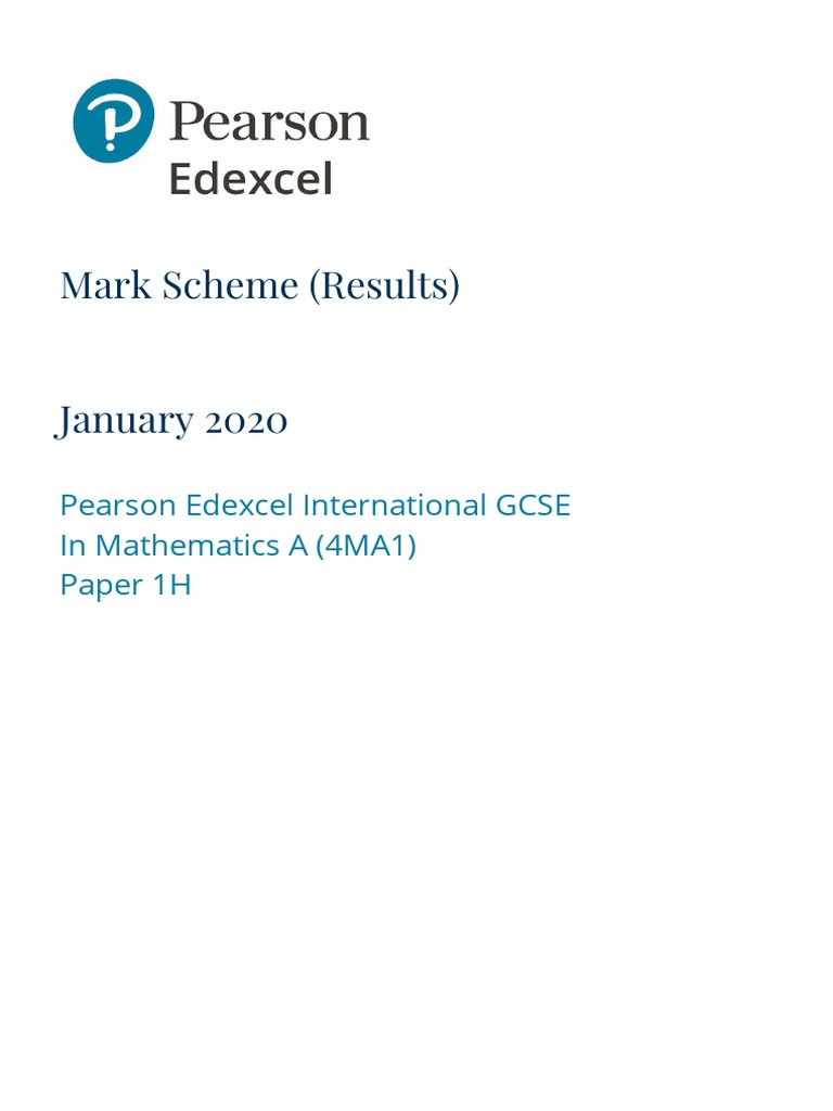 Mark Scheme (Results) January 2020: Pearson Edexcel International GCSE ...