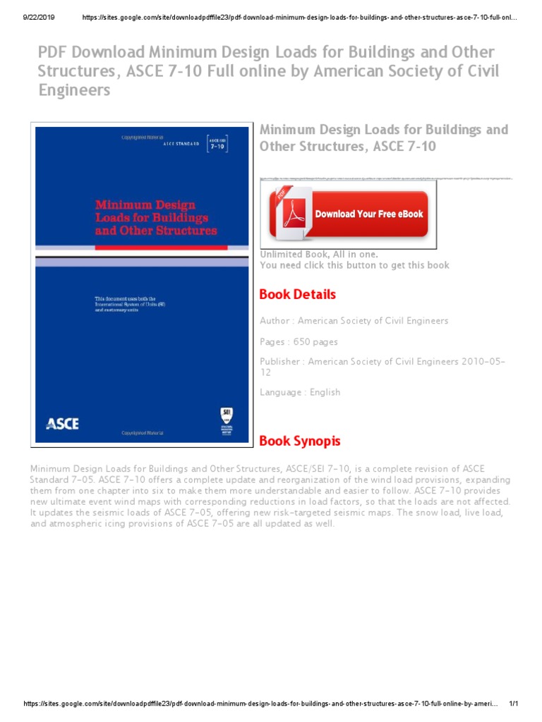 PDF Download Minimum Design Loads For Buildings and Other Structures ...