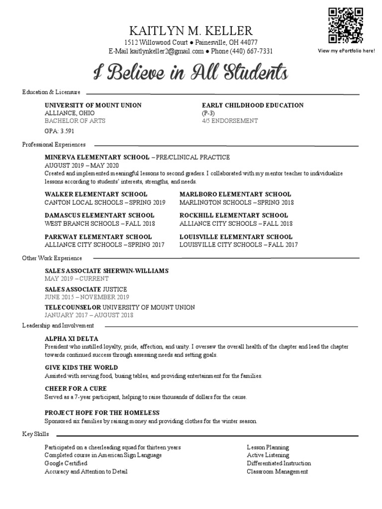 First Page of Resume | PDF | Behavior Modification | Learning