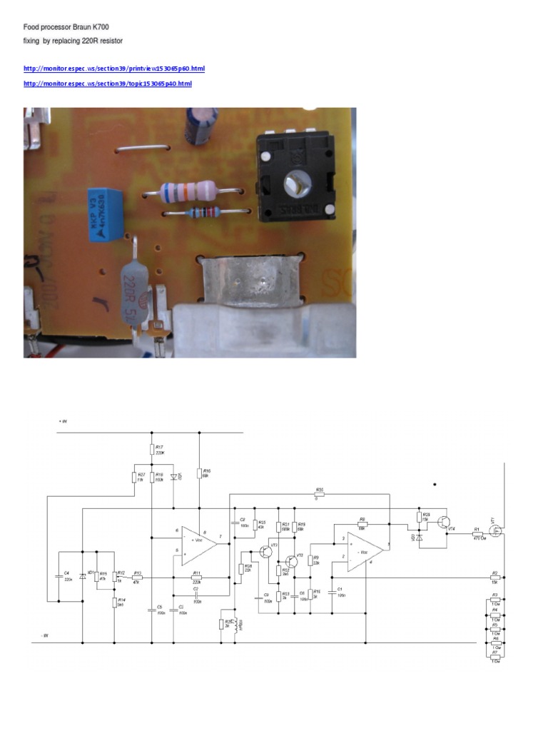Food Processor Braun K700 Wiring Diagram | PDF