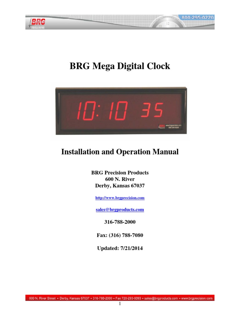 BRG Mega Digital Clock: Installation and Operation Manual | PDF | Ip ...