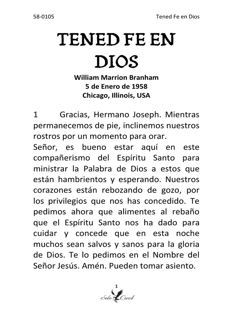 58-0105 Tened Fe en Dios Hub | PDF | Jesús | Cristo (título)