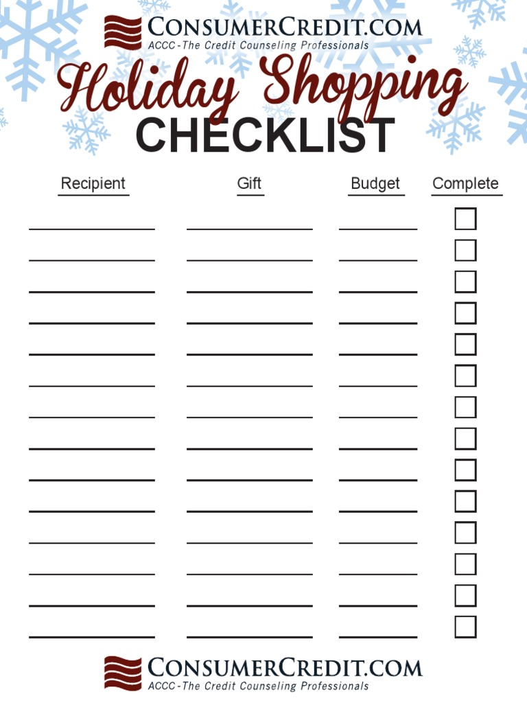 Holiday Shopping Checklist 2020 | PDF