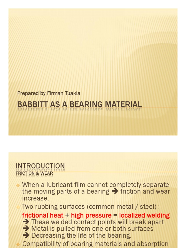Babbitt As A Bearing Material PDF | PDF | Casting (Metalworking) | Alloy