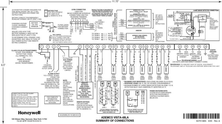Battery Fuse: Ademco Vista-48La Summary of Connections | PDF | Relay ...