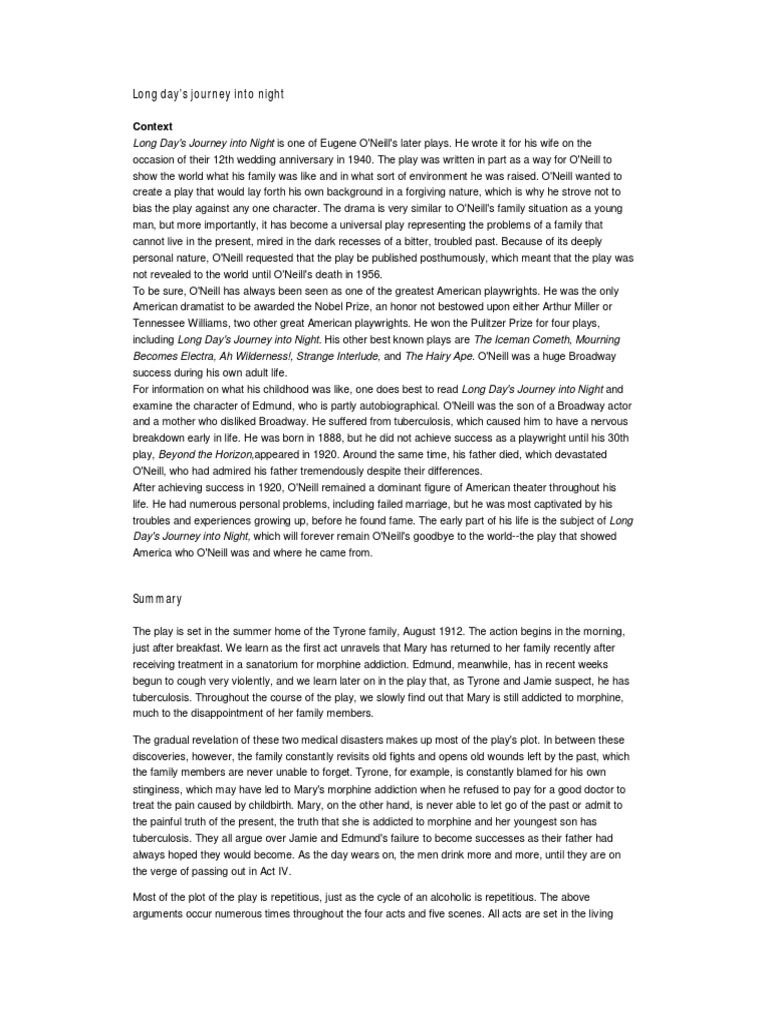 O'Neill's Long Day's Journey Overview | PDF | Eugene O'neill