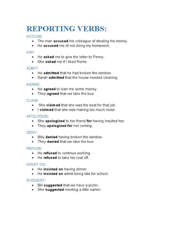 Reporting Verbs | PDF