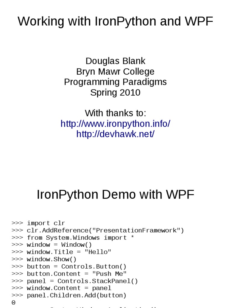 Ironpython WPF | Download Free PDF | Extensible Application Markup Language | Operating System ...