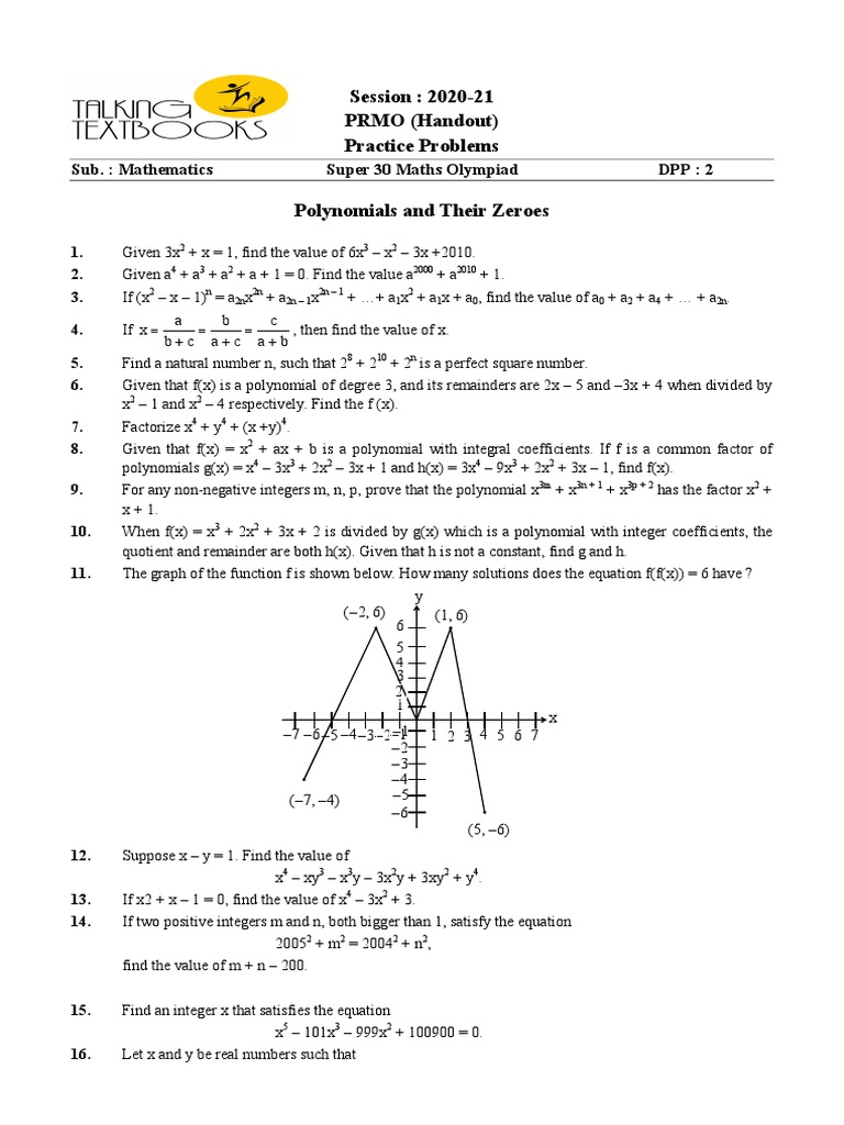 Prmo DPP 1 | PDF | Polynomial | Factorization