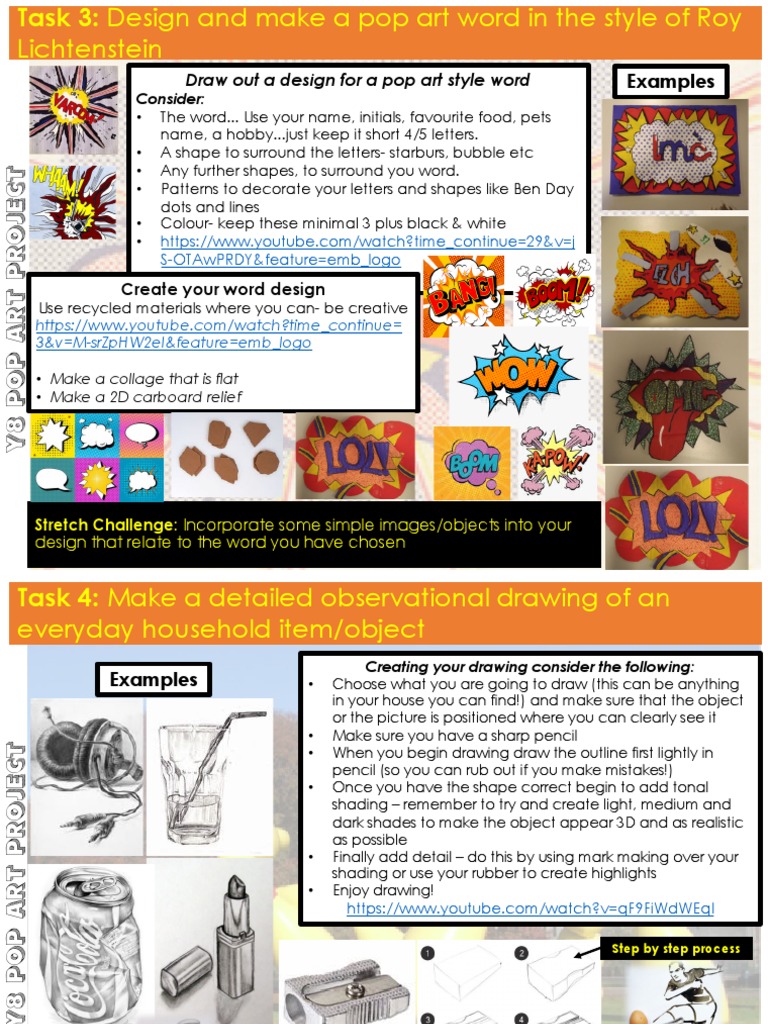 Y8 Pop Art Tasks 3 4 | PDF | Art Media