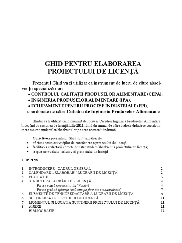 Ghid Intocmire Proiect de Licenta | PDF