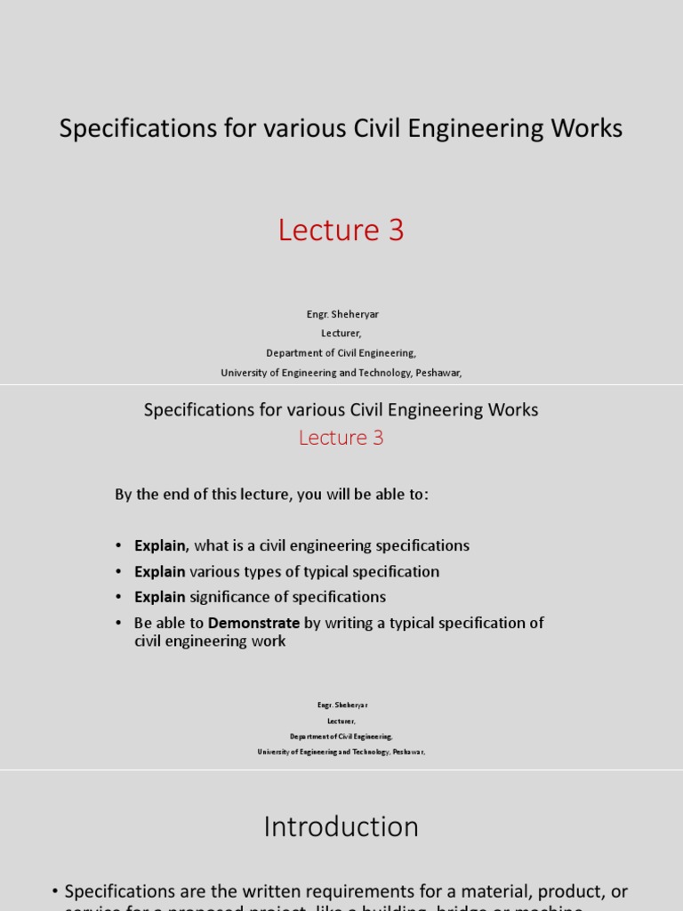 Civil Engineering Specification Guide | PDF | Specification (Technical ...
