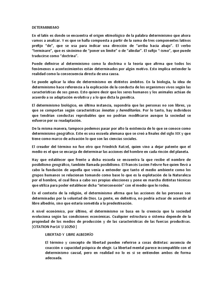 DETERMINISMO | PDF | Libre albedrío | Determinismo