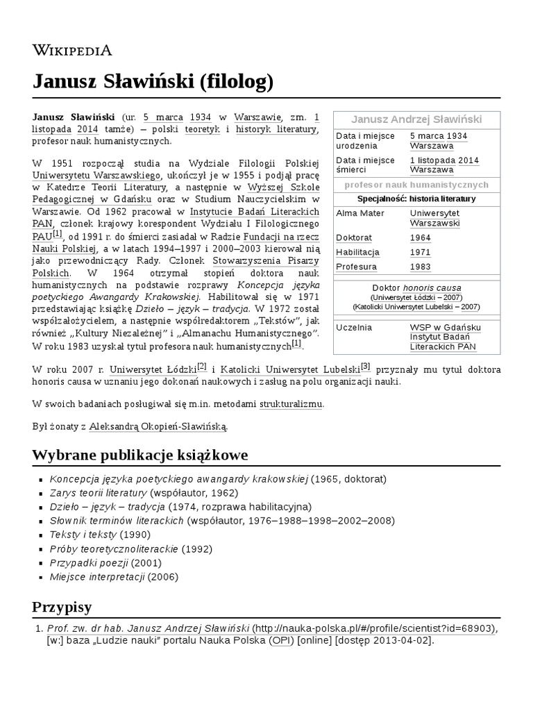 Janusz Sławiński (Filolog) | PDF