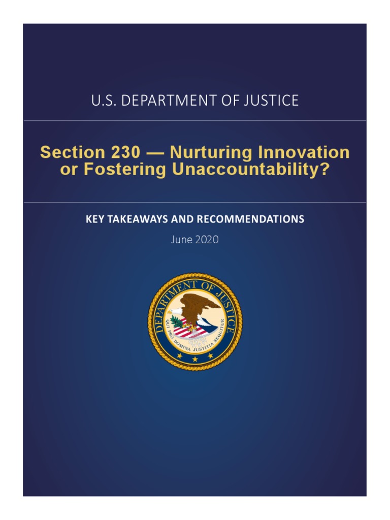 DOJ's Section 230 Report - Takeaways & Recommendations | PDF ...