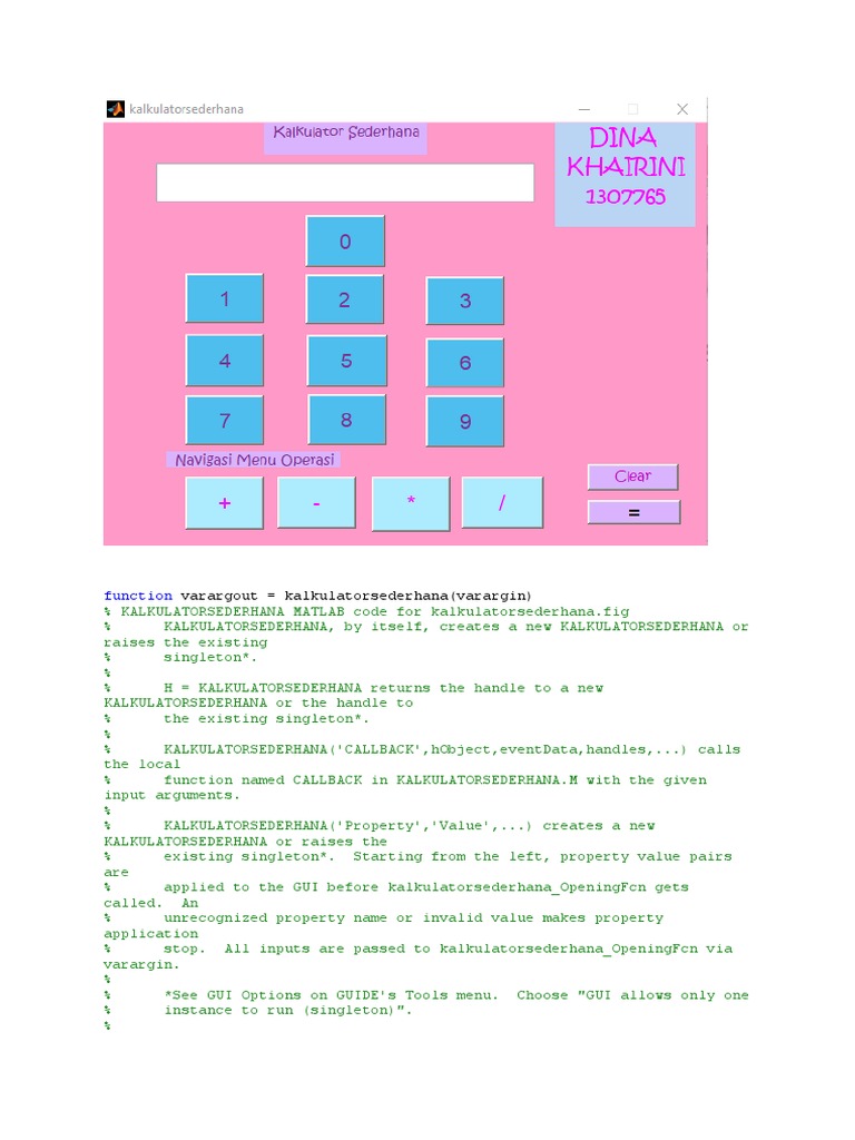 Varargout Kalkulatorsederhana Varargin Function Pdf Subroutine Button Computing