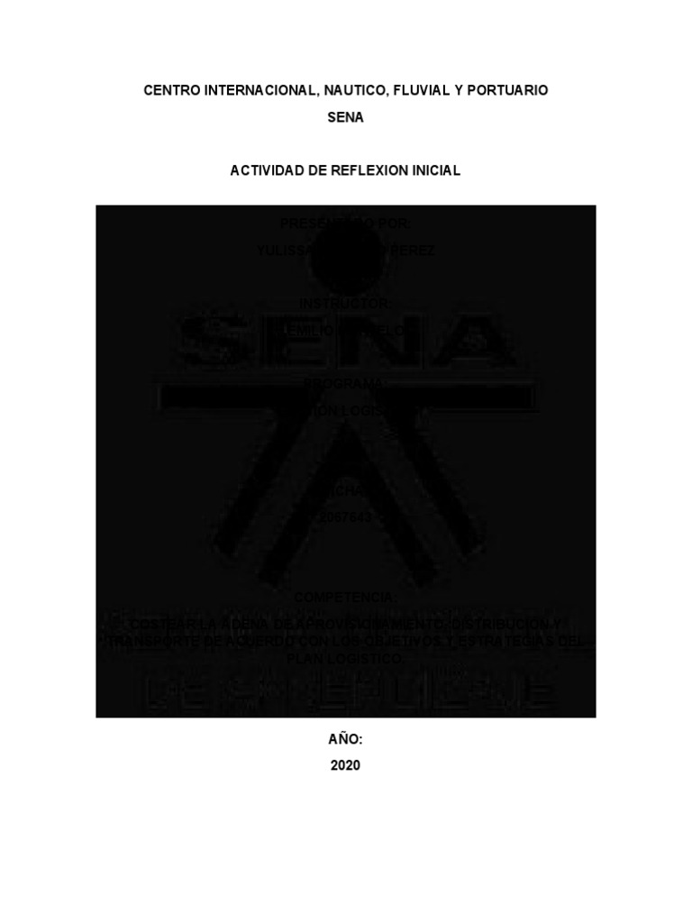Actividad de Reflexion Inicial Yulissa Salgado Guia Junio | PDF | Logística | Inventario