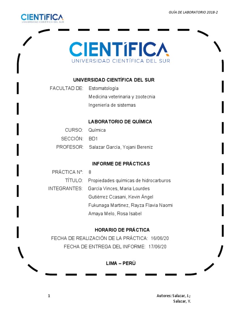 Guia Lab Capitulo 8 Quimica | PDF | Hidrocarburos | Compuestos de hidrógeno