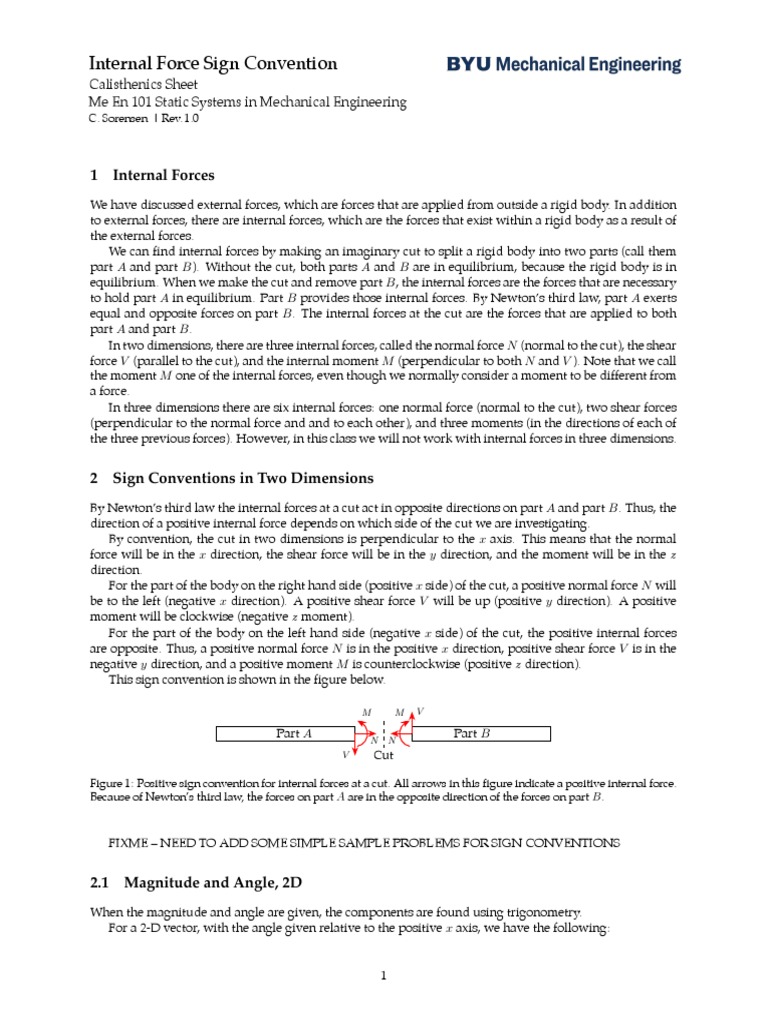 Internal Force Sign Convention Sheet | PDF | Trigonometric Functions ...