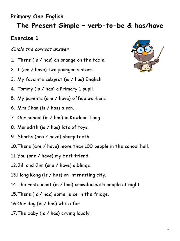 Simple Present Tense Verbtobe Hashave Grammar Drills - 97905 | PDF