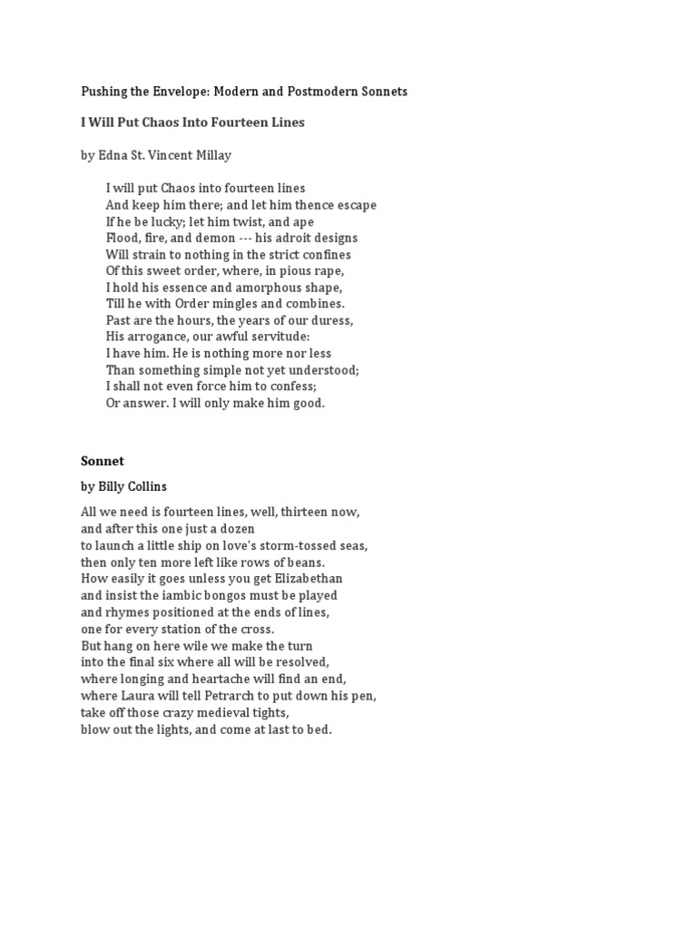 Modern and Post Modern Sonnets | PDF