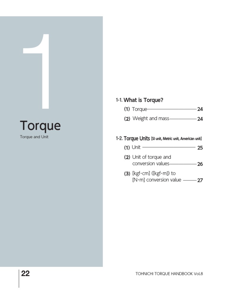 Tohnichi Torque Handbook | PDF | Weight | Screw