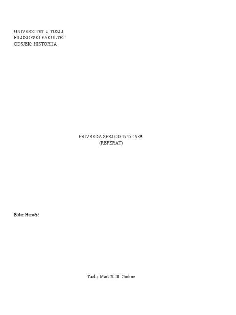 Privreda SFRJ 1945-1989 | PDF