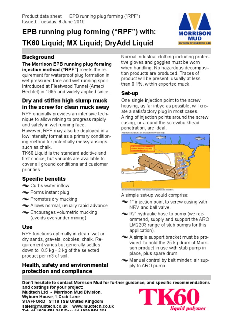 PDS Morrison Epb Running Plug Forming ("RPF") | PDF | Pump | Nature