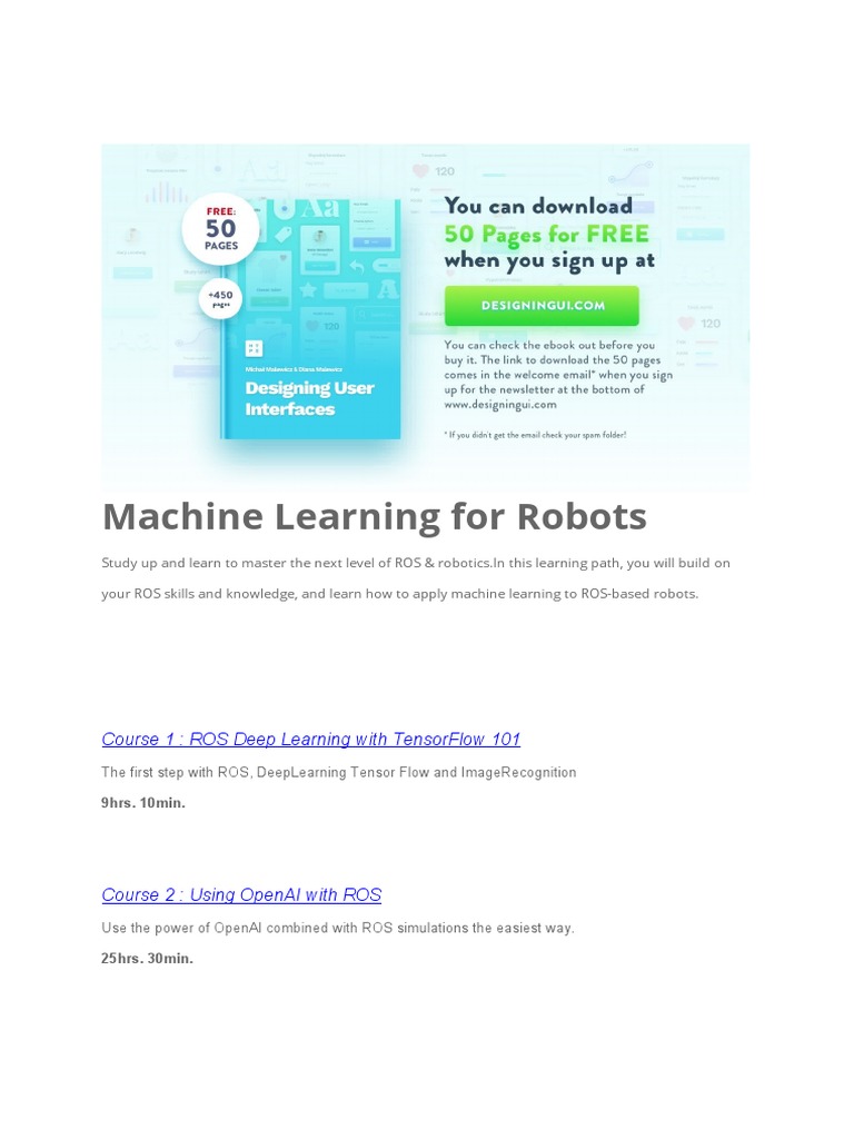Machine Learning For Robots: Course 1: Ros Deep Learning With ...