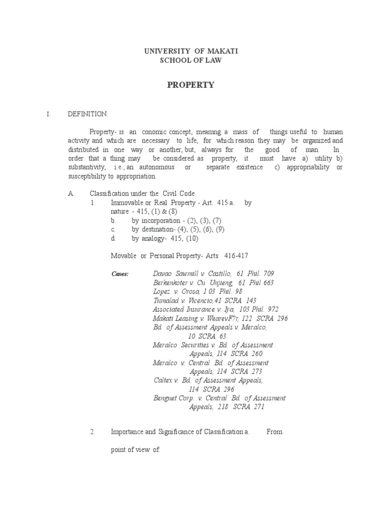 Property Course Outline UMAK First 2 Pages | PDF | Ownership | Easement