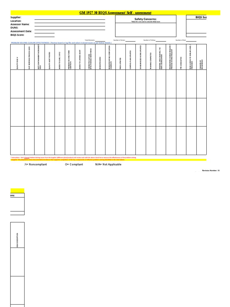 GM 1927 30 BIQS Assessment Guide | PDF | Risk | Supply Chain