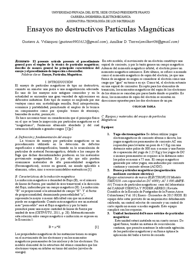 Ensayos No Destructivos - Particulas Magneticas | PDF | Magnetismo | Campo magnético