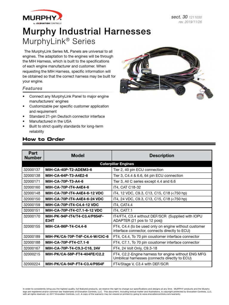 Murphy Industrial Harnesses | PDF | Manufactured Goods
