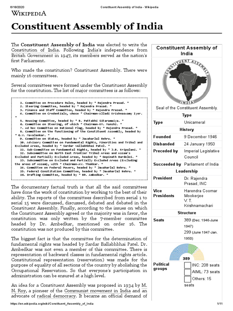 Constituent Assembly of India - Wikipedia | PDF | Jawaharlal Nehru ...