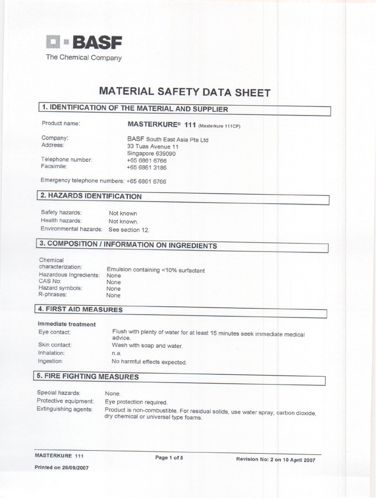 MSDS Curing Compound PDF | PDF