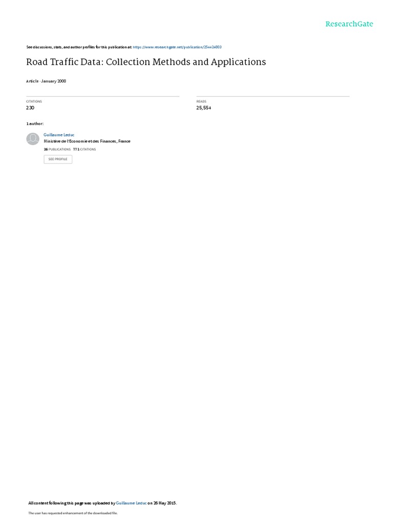 Road Traffic Data: Collection Methods and Applications: January 2008 ...