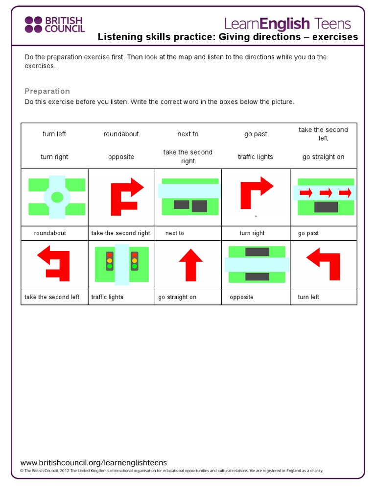 Listening Skills Practice: Giving Directions - Exercises: Preparation ...