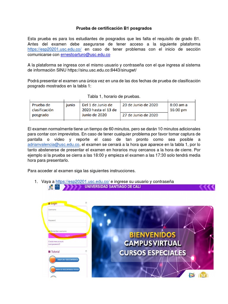 Prueba de Certificación B1 Posgrados PDF | PDF