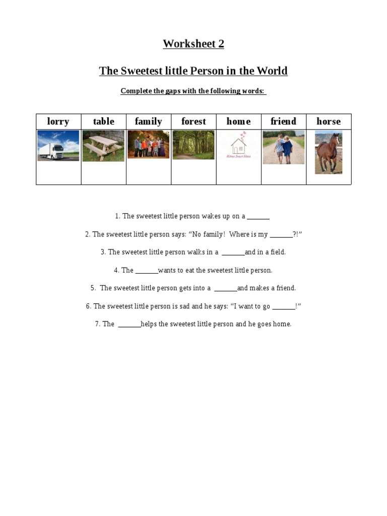 Worksheet 2 The Sweetest Little Person in The World: Lorry Family ...