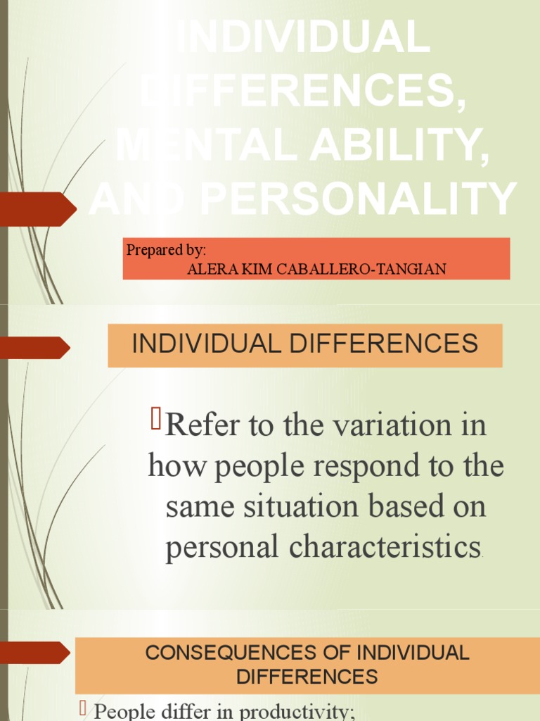Individual Differences, Mental Ability, and Personality | Download Free ...