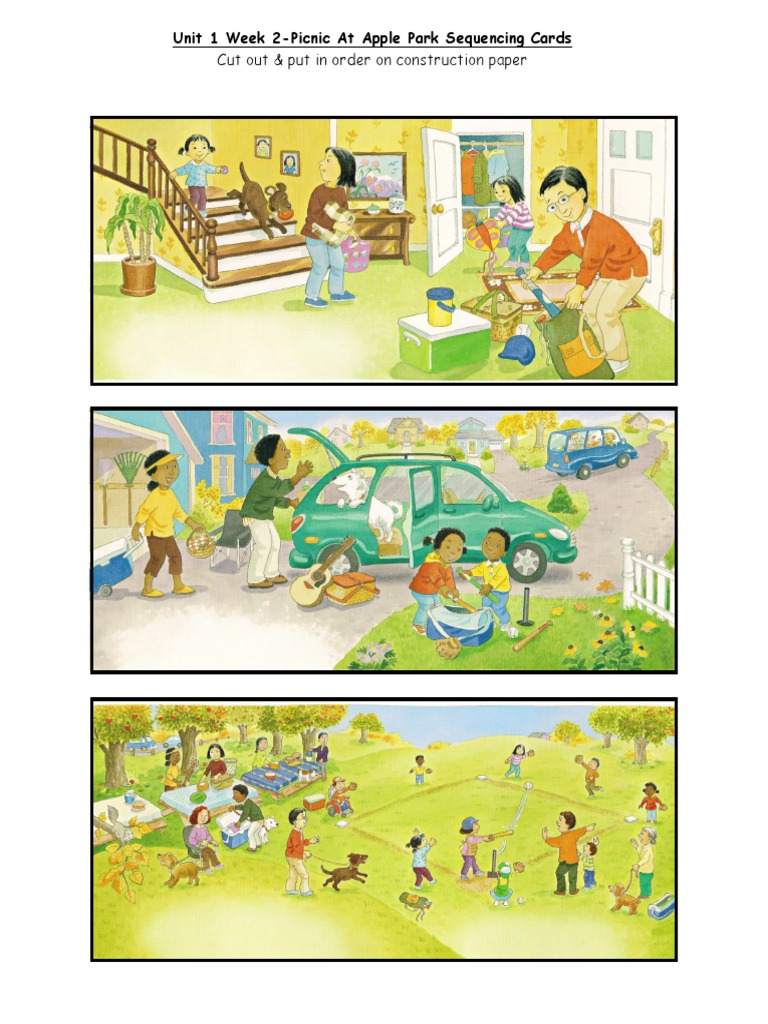 Unit 1 Week 2-Picnic at Apple Park Sequencing Cards: Cut Out & Put in ...