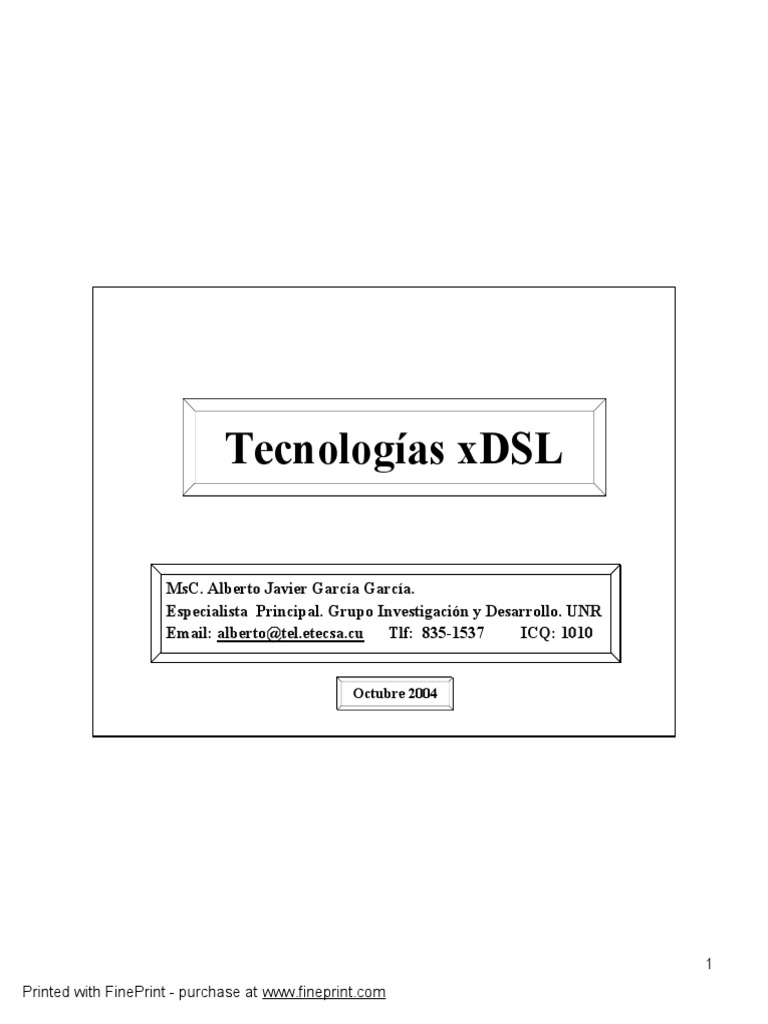 Tecnologías xDSL: Fundamentos y Aplicaciones | PDF | Línea de abonado ...