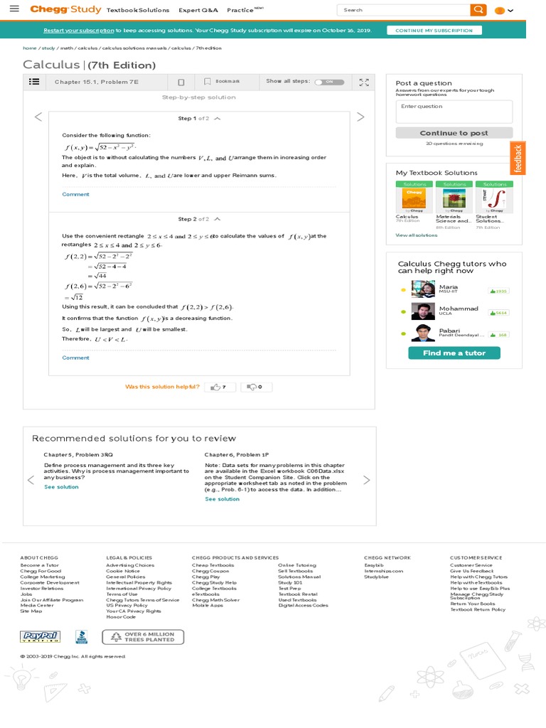 7 Calculus 7th Edition Textbook Solutions | PDF