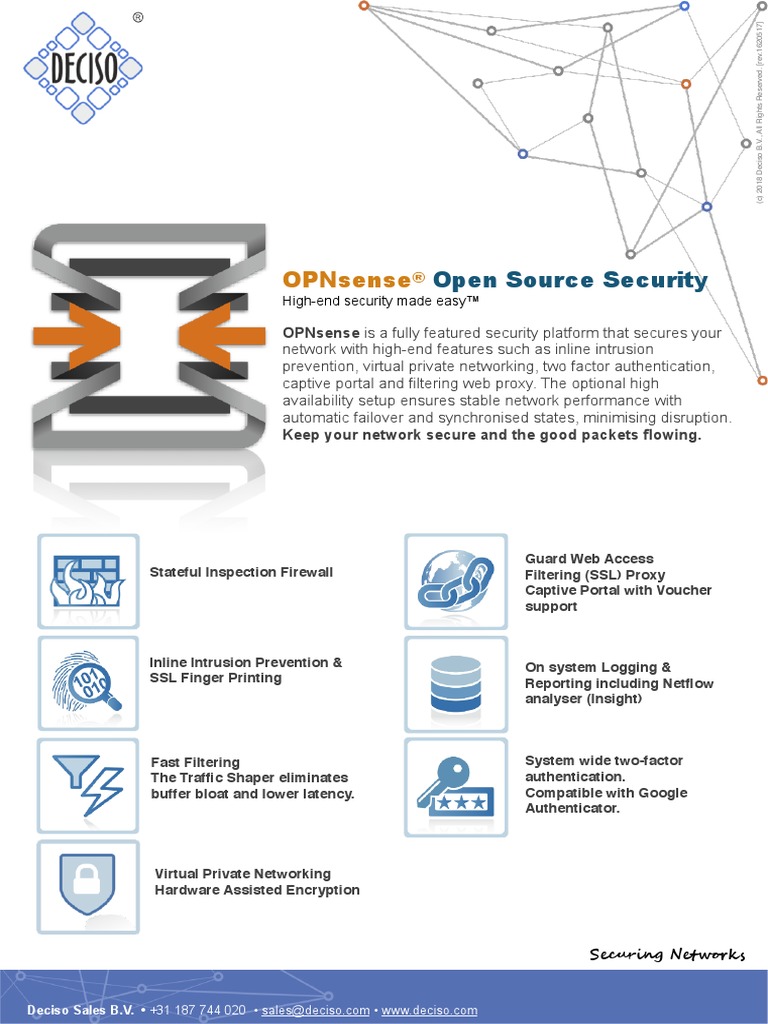 OPNsense Deciso Brochure 2018 PDF | PDF | Proxy Server | Firewall (Computing)