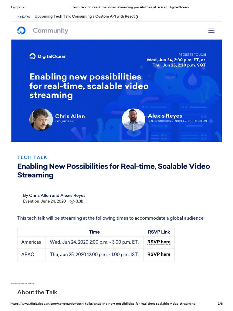 Tech Talk On Real-Time Video Streaming Possibilities at Scale ...