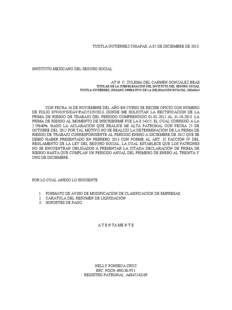 Escrito Imss | PDF